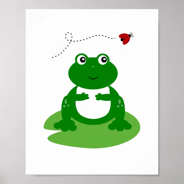 Frog On Lily Pad with Ladybug Nursery Wall Art | Zazzle