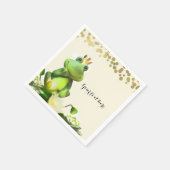 Frog Prince Green & Gold Baby Shower Custom Party Paper Napkins | Zazzle