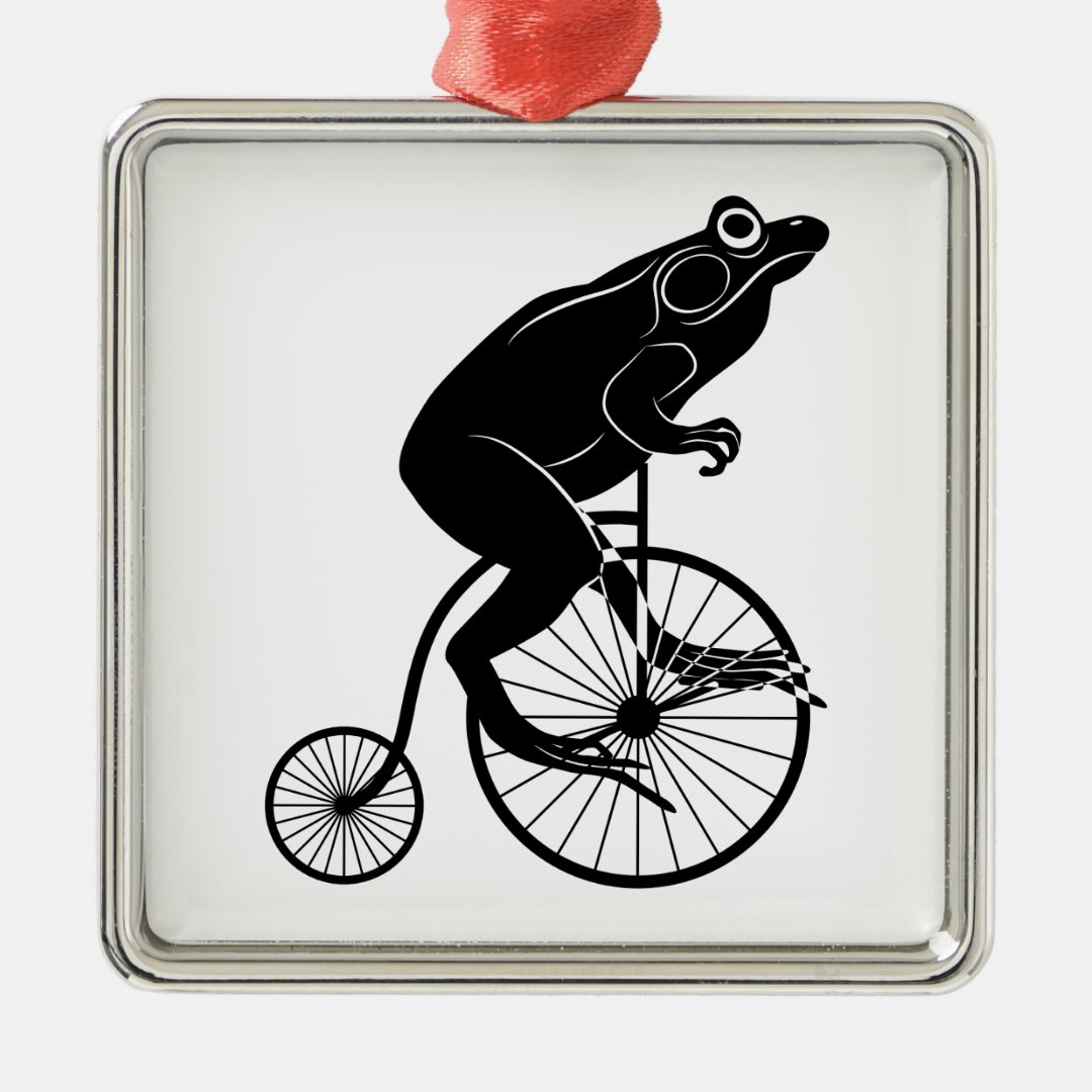 Frog Riding a Bike Metal Ornament | Zazzle