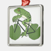 Frog Riding Bike With Lily Pad Wheels Metal Ornament | Zazzle