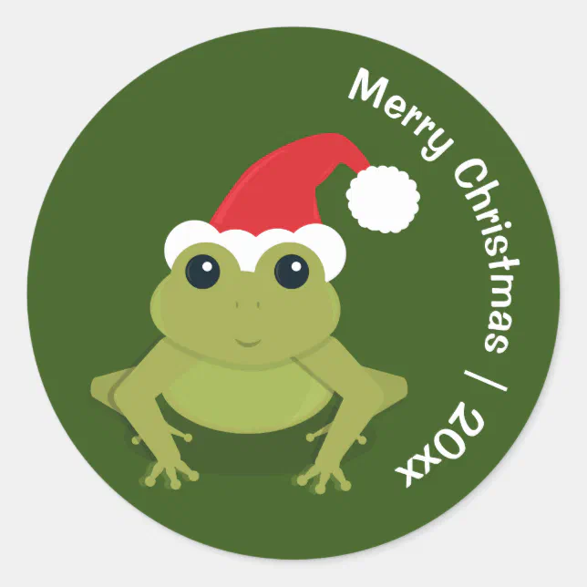 Frog Santa Merry Christmas Classic Round Sticker | Zazzle