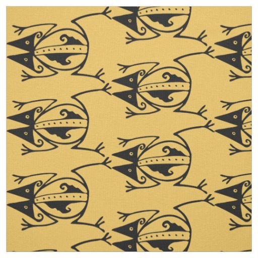 Frog tribal art ancient Aztec design Fabric | Zazzle