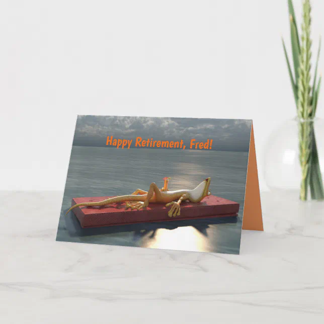 Frog With Cocktail Sun Bathing Happy Retirement Card | Zazzle