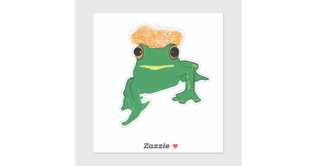 Frog with Hair Sticker | Zazzle