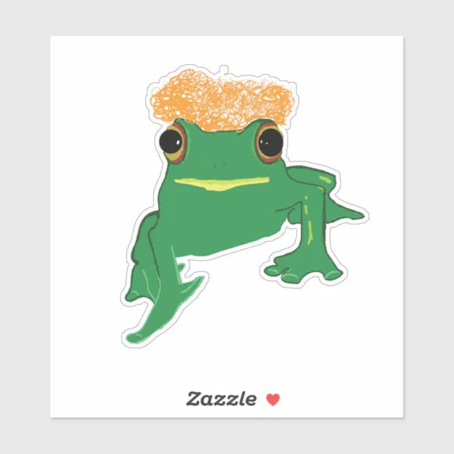 Frog with Hair Sticker | Zazzle