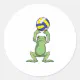 Frog with Volleyball Classic Round Sticker | Zazzle