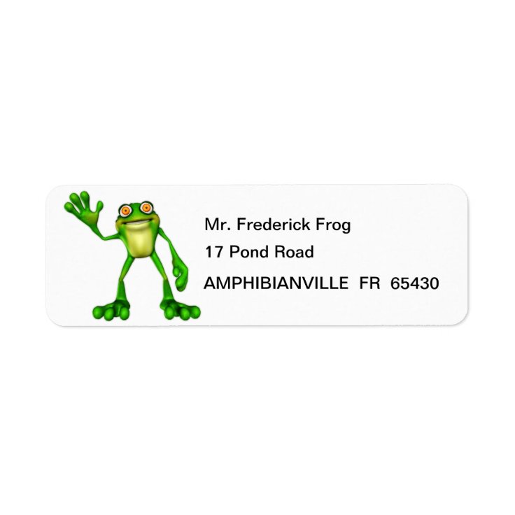 Froggie the Cute Cartoon Waving Frog Label | Zazzle