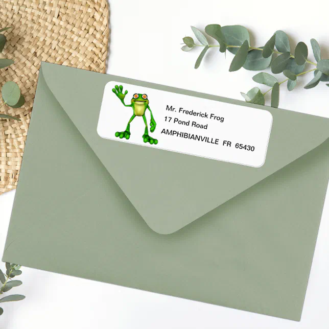 Froggie the Cute Cartoon Waving Frog Label | Zazzle