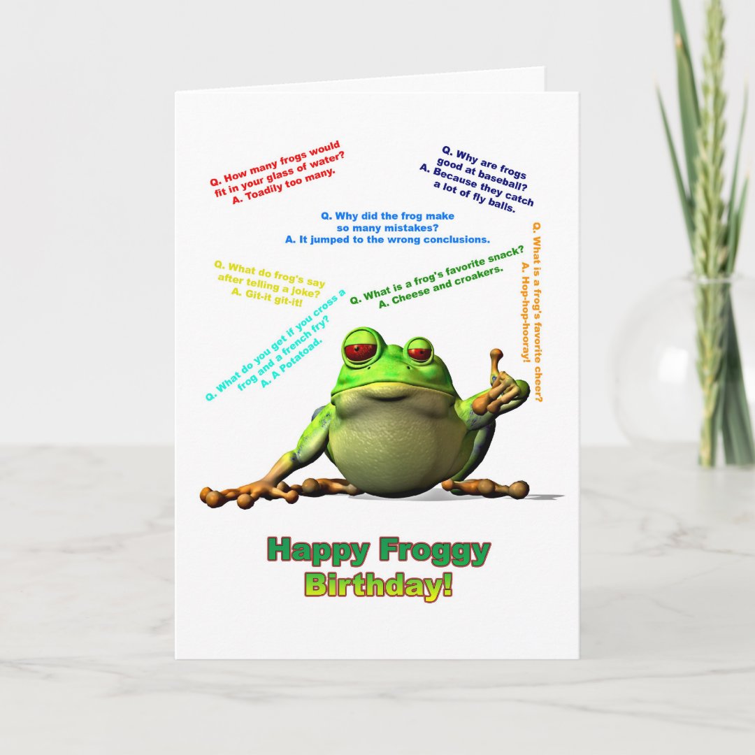 Froggy friend birthday card with froggy jokes | Zazzle