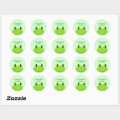 Froggy party Green theme kids birthday Classic Round Sticker | Zazzle