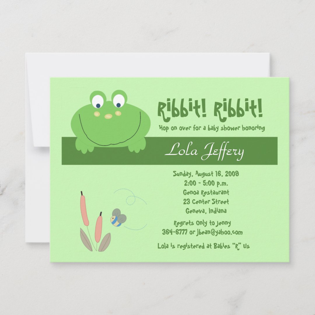 Froggyville Cute Frog Baby Shower Invitation | Zazzle