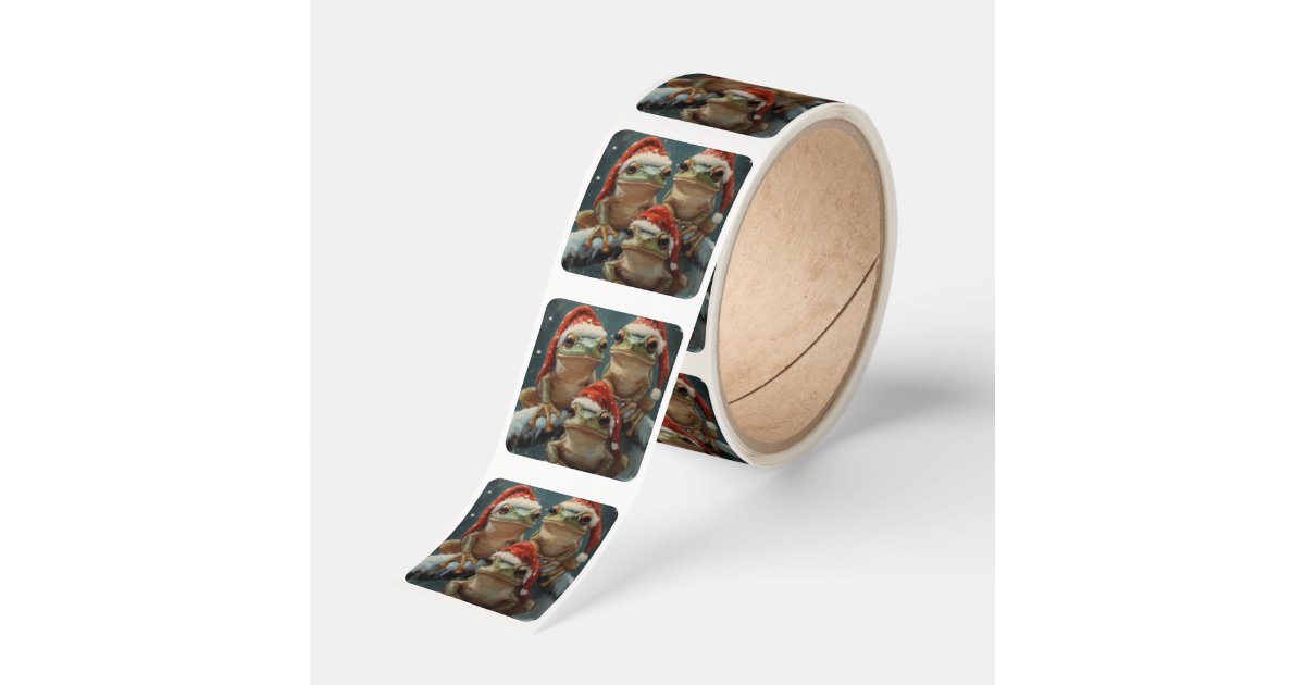 Frogs at Christmas Square Sticker | Zazzle