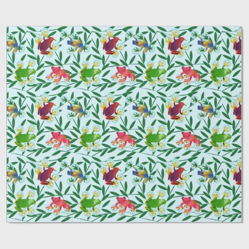 Frogs Bamboo Tropical Rainforest Wrapping Paper | Zazzle