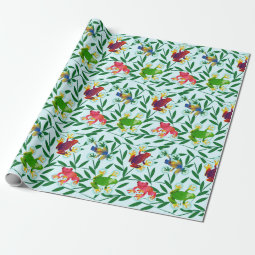 Frogs Bamboo Tropical Rainforest Wrapping Paper | Zazzle