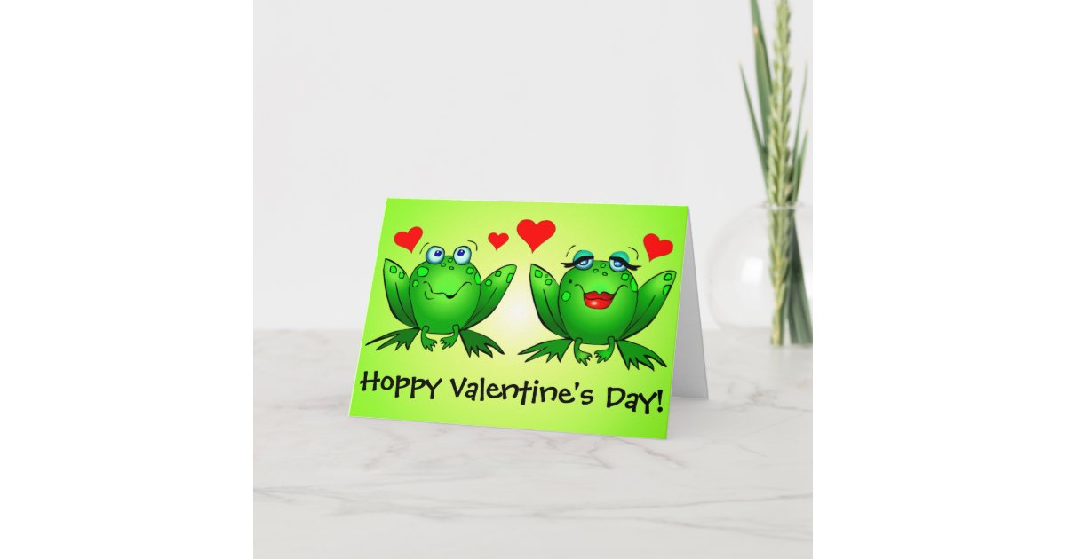 Frogs Cute Funny Hoppy Valentines Day Holiday Card | Zazzle
