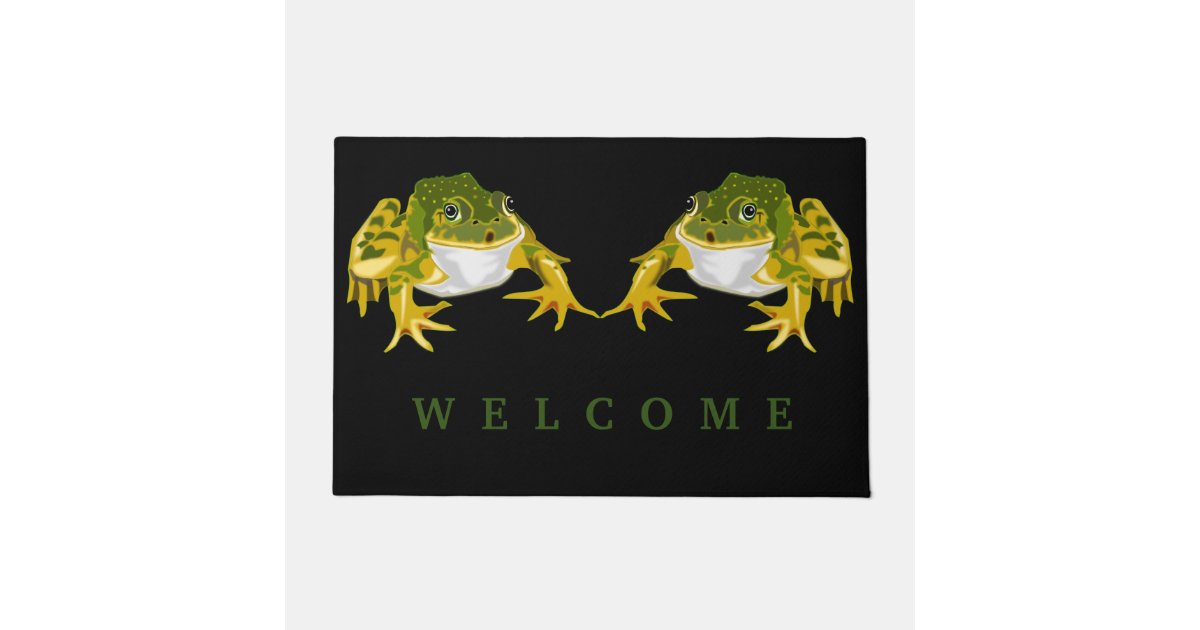 Frogs Doormat Welcome - Customizable | Zazzle