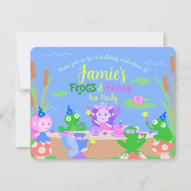 Frogs & Fairies Tea Party Birthday Invitation | Zazzle