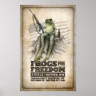 Humorous scene frog playing cello in lily pond poster | Zazzle.com
