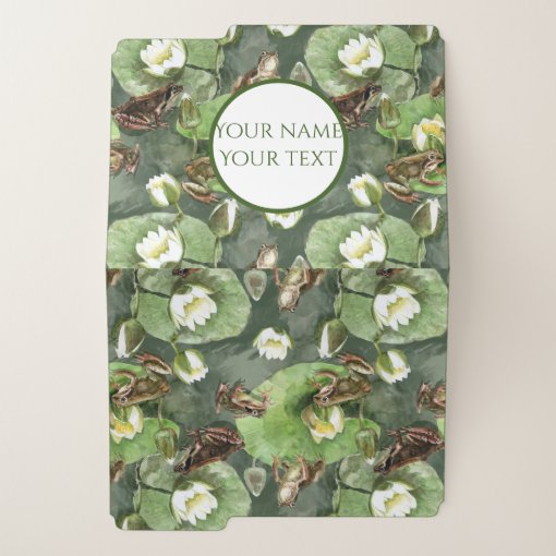 Frogs green and white waterlilies seamlesstexture file folder | Zazzle