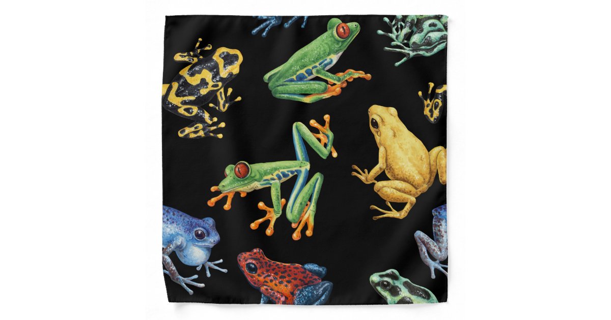 Frogs on black bandana | Zazzle