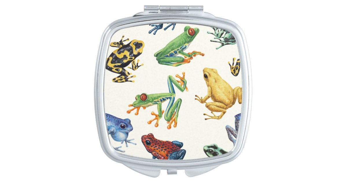Frogs on natural white compact mirror | Zazzle