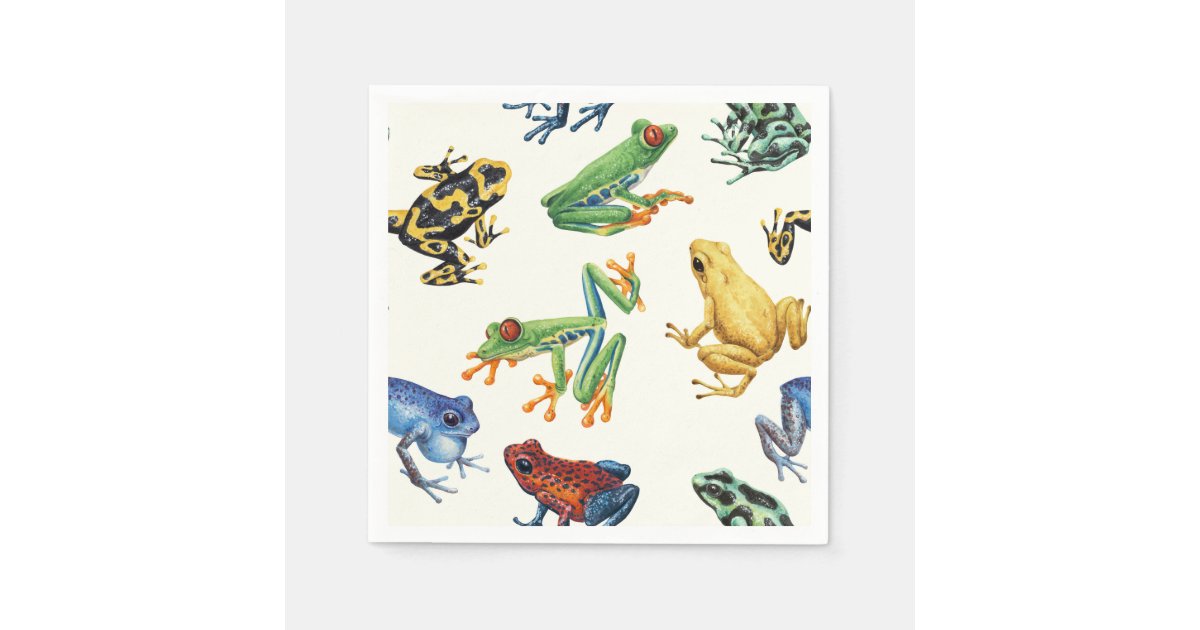 Frogs on natural white napkins | Zazzle
