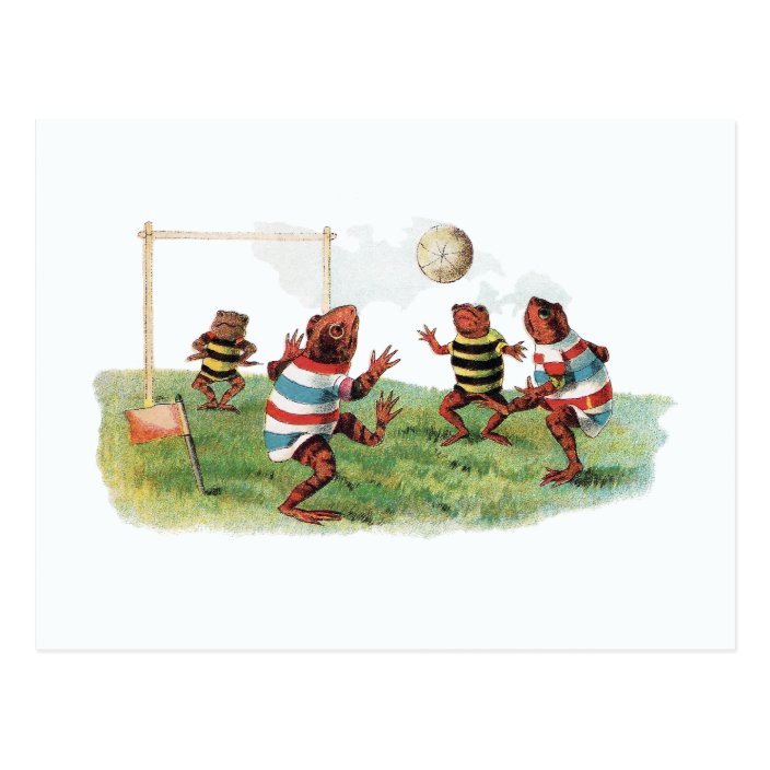 Frogs Playing Football Postcard | Zazzle.com