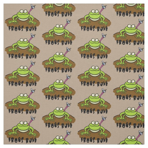 Cute Cartoon Frogs Fabric | Zazzle