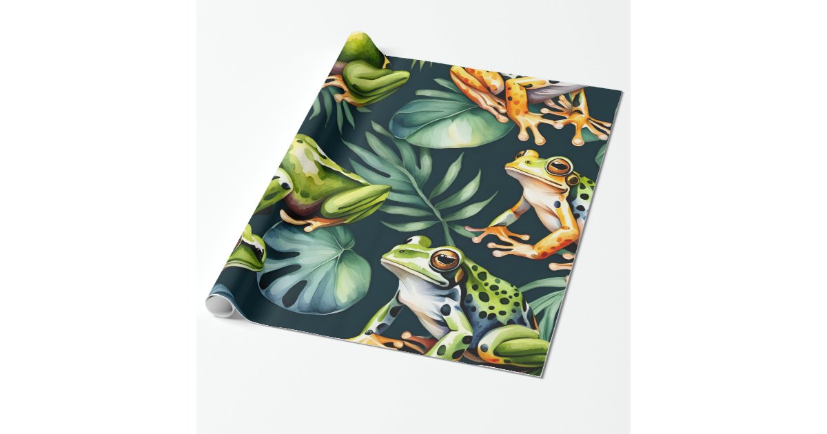 Frogs Watercolor Art Wrapping Paper | Zazzle