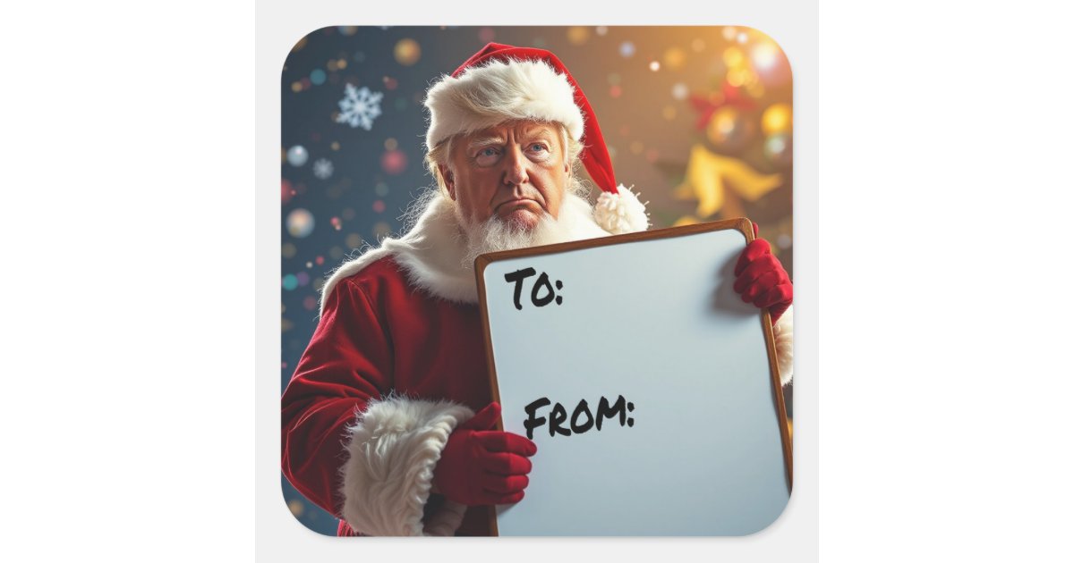 From Donald Trump as Santa Claus for Christmas Square Sticker | Zazzle