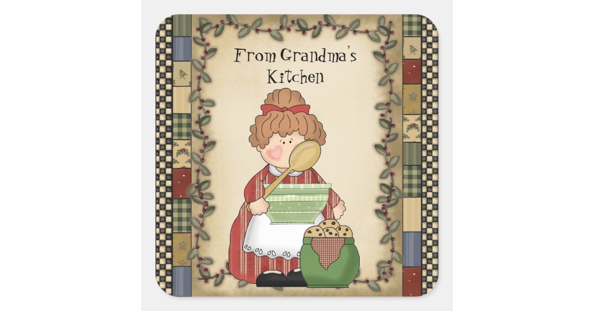 From Grandma's Kitchen cartoon sticker | Zazzle