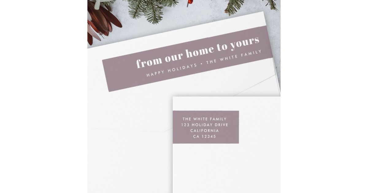 From our home to yours | Modern Minimal Purple Wrap Around Label | Zazzle