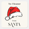 From Santa Christmas Santa Hat Sketch Square Sticker | Zazzle