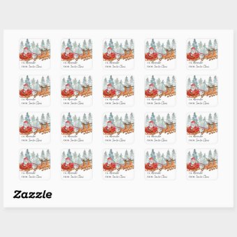 From Santa Claus Kids Christmas Square Sticker | Zazzle
