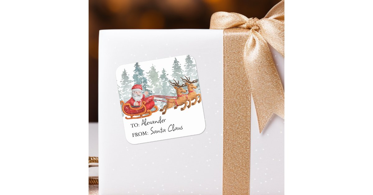 From Santa Claus Kids Christmas Square Sticker | Zazzle
