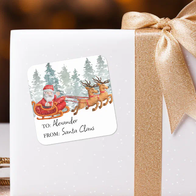 From Santa Claus Kids Christmas Square Sticker | Zazzle