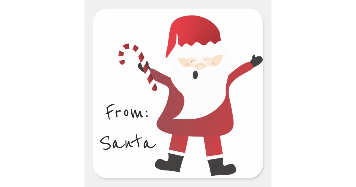 From Santa Merry Christmas Square Sticker | Zazzle