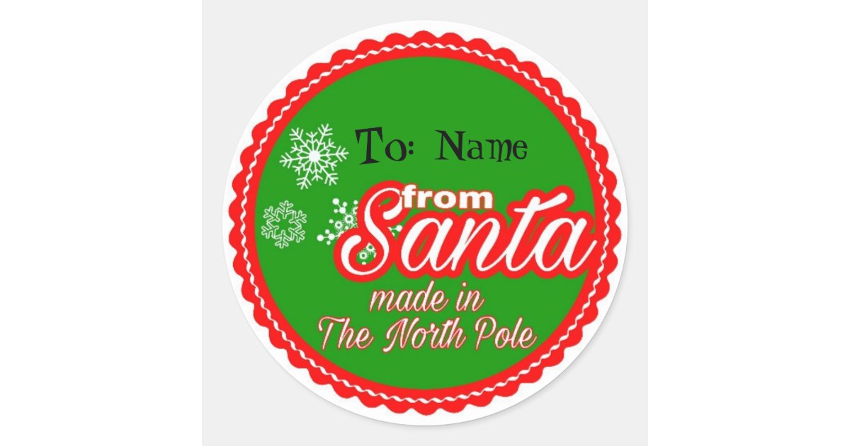 From Santa Personalized Classic Round Sticker | Zazzle