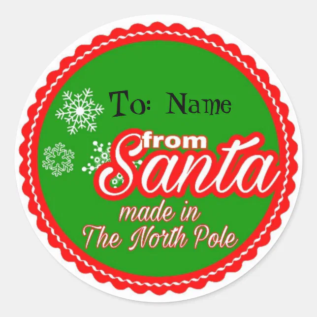 From Santa Personalized Classic Round Sticker | Zazzle