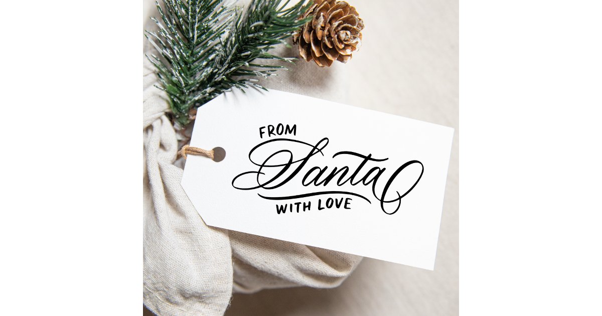 From Santa With Love Calligraphy Script Holiday Rubber Stamp | Zazzle