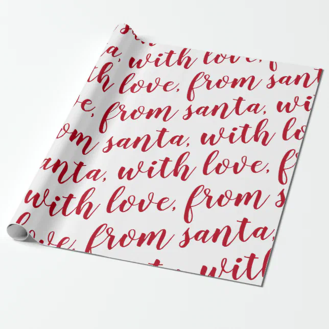 from santa, with love red wrapping paper | Zazzle
