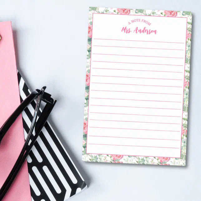 From The Desk Of Cute Girly Floral Pattern Post-it Notes | Zazzle