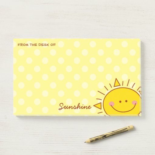 From the Desk of Cute Little Happy Sunshine Doodle Post-it Notes | Zazzle