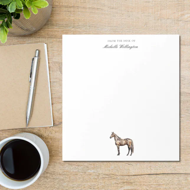 From The Desk Of | Elegant Horse Equestrian Name Notepad | Zazzle