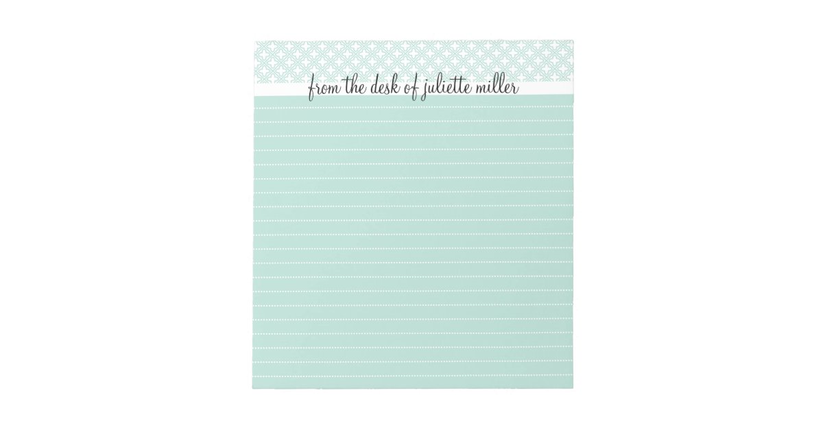 From the Desk Of Personalized Lined Notepad, Aqua Notepad | Zazzle