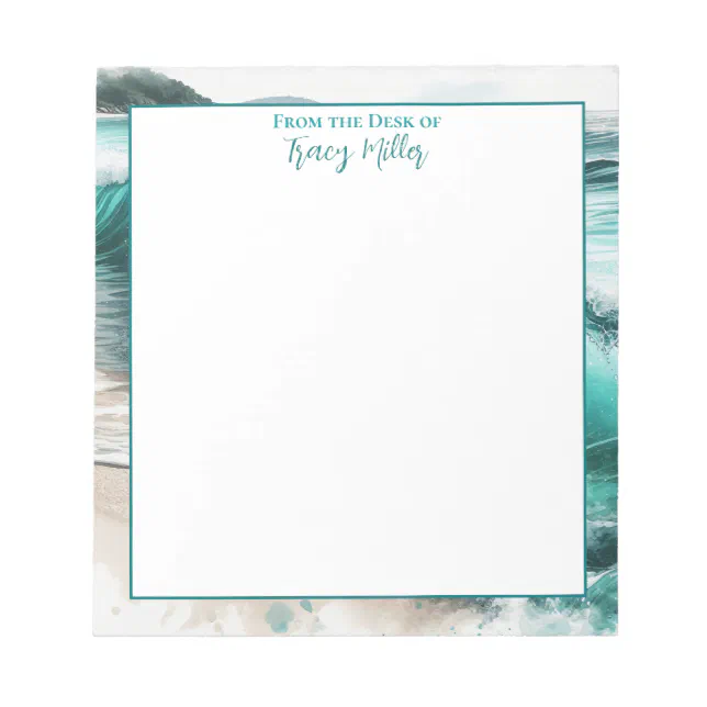 From the Desk of | Personalized Ocean Waves Notepad | Zazzle