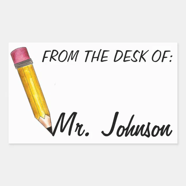 From the Desk of Personalized School Teacher Rectangular Sticker | Zazzle