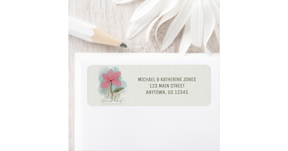 From the desk of Personalized Watercolor Flower Label | Zazzle
