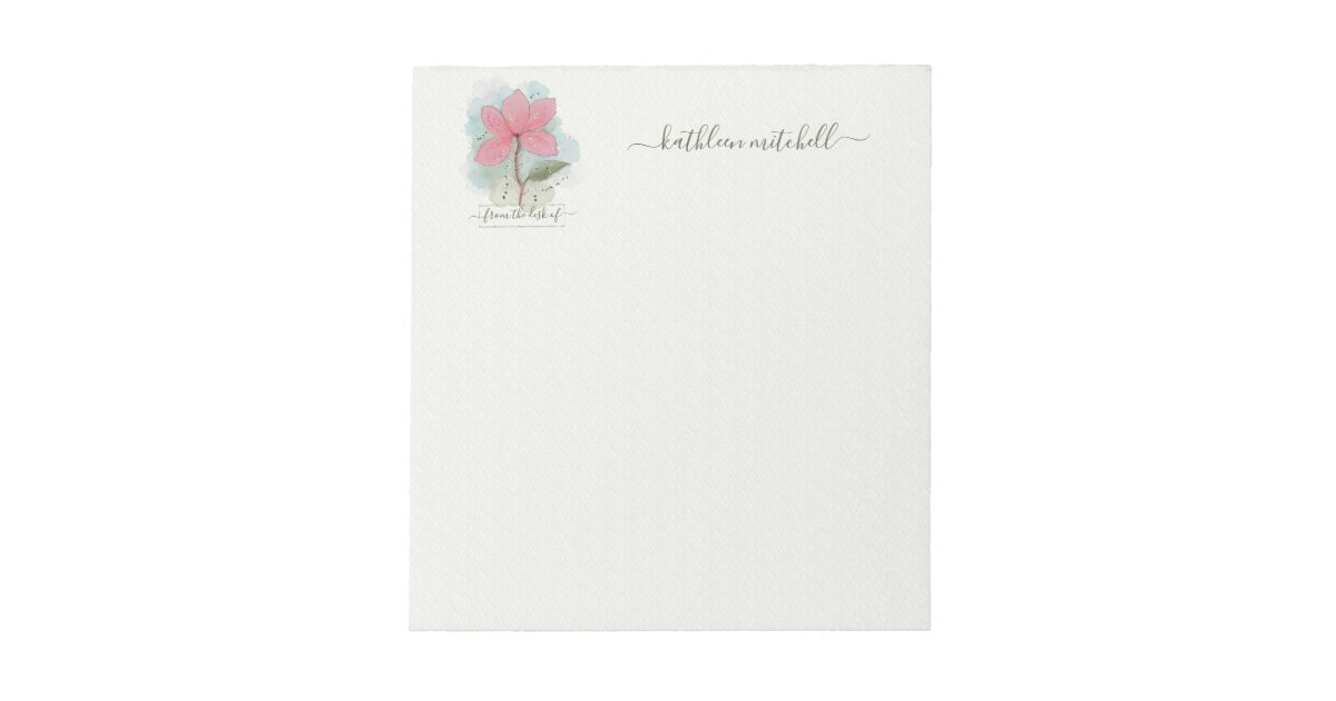 From the desk of Personalized Watercolor Flower Notepad | Zazzle
