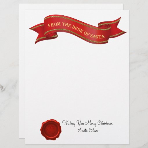From the Desk of Santa Letter with Seal - editable | Zazzle
